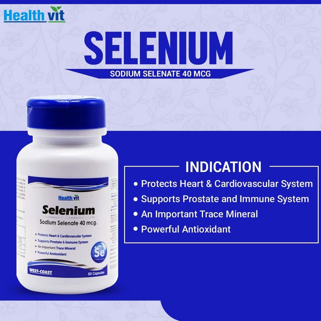 Buy HEALTHVIT SELENIUM 40 MCG FOR IMMUNE SYSTEM SUPPORT- 60 CAPSULES ...