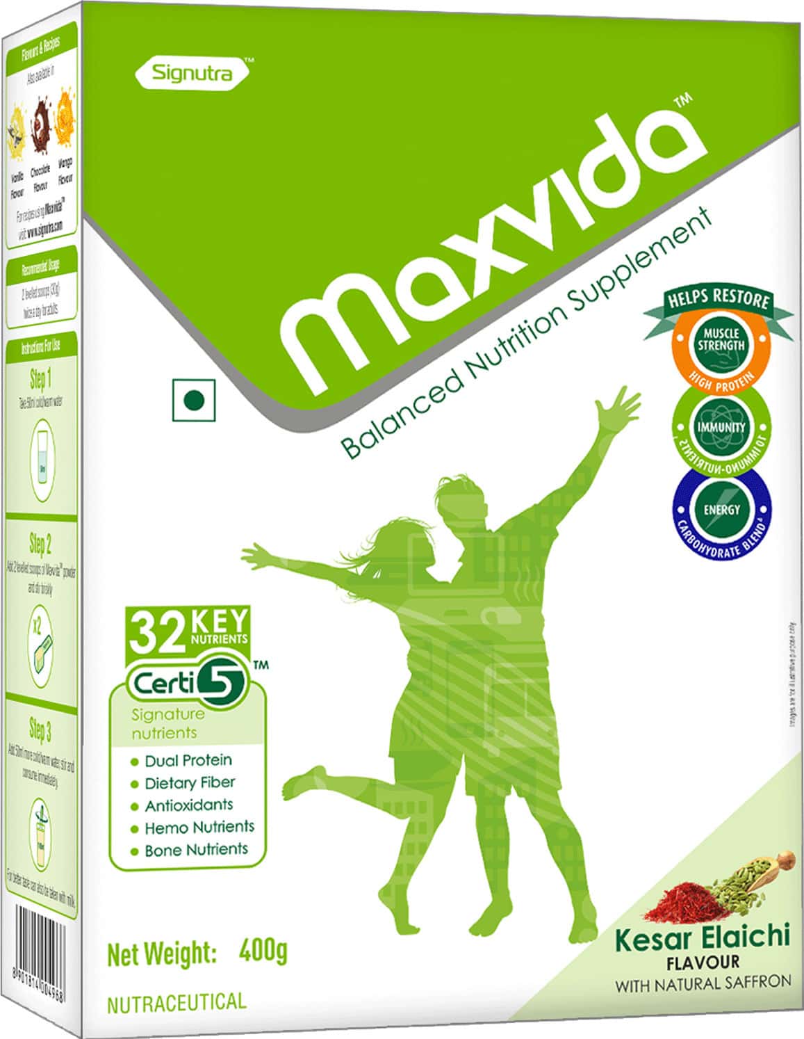 Buy MAXVIDA BALANCED NUTRITION SUPPLEMENT FOR ADULTS JAR - 400G (KESAR ...