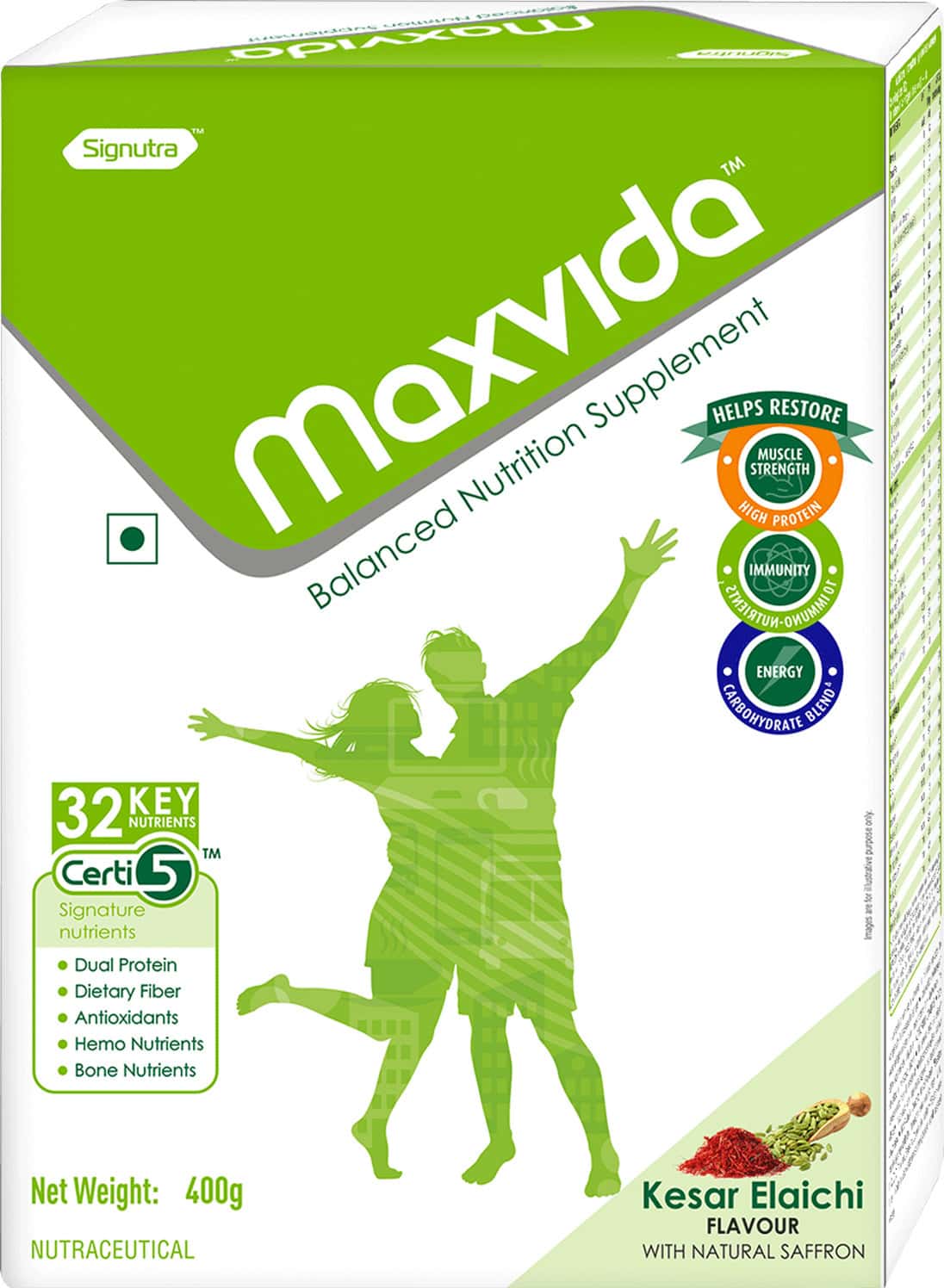 Buy MAXVIDA BALANCED NUTRITION SUPPLEMENT FOR ADULTS JAR - 400G (KESAR ...