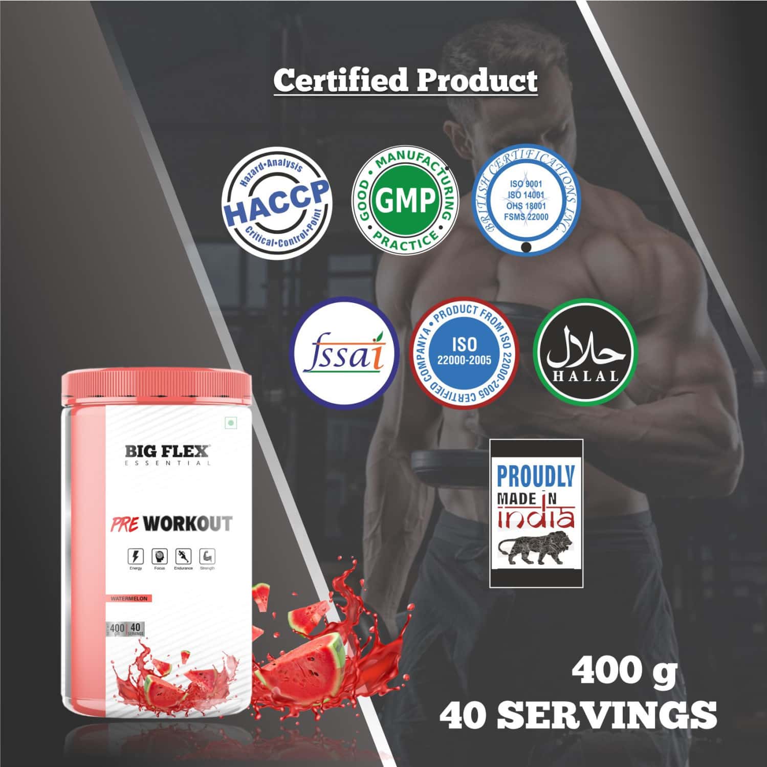 Buy BIGFLEX ESSENTIAL PRE - WORKOUT (WATERMELON) (400 GM) - JAR Online ...