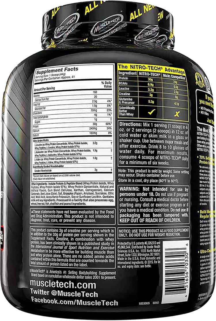 Buy MUSCLETECH STRAWBERRY NITRO TECH WHEY ISOLATE + LEAN MUSCLE - 1800 ...