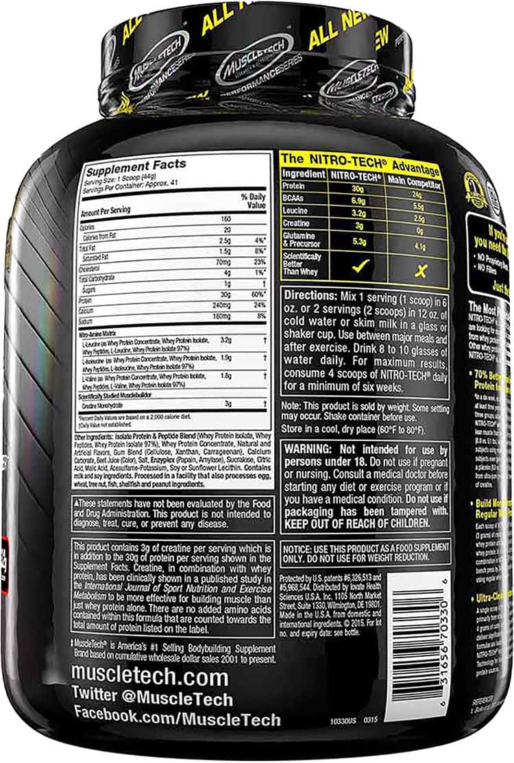 Buy MUSCLETECH STRAWBERRY NITRO TECH WHEY ISOLATE + LEAN MUSCLE - 1800 ...