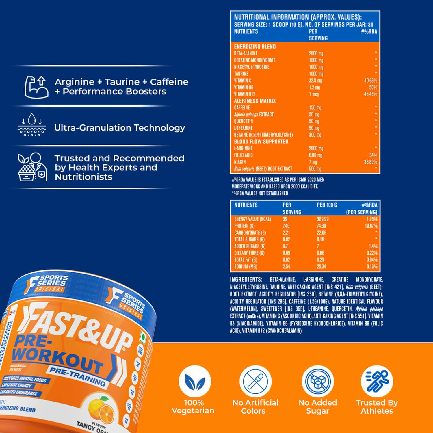 Buy FAST&UP PRE-WORKOUT SUPPLEMENT (30 SERVINGS, ORANGE FLAVOUR) | PRE ...