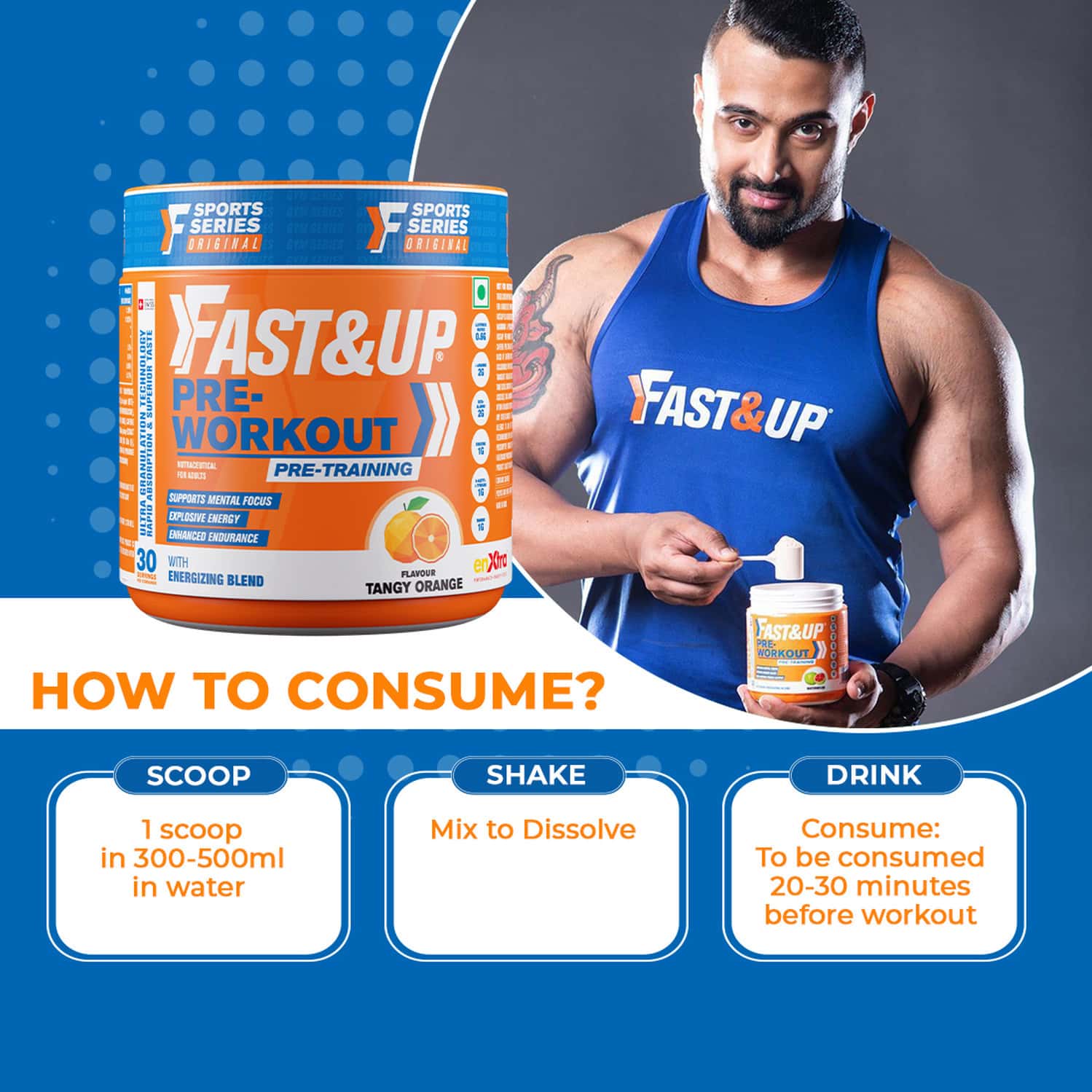 Buy FAST&UP PRE-WORKOUT SUPPLEMENT (30 SERVINGS, ORANGE FLAVOUR) | PRE ...