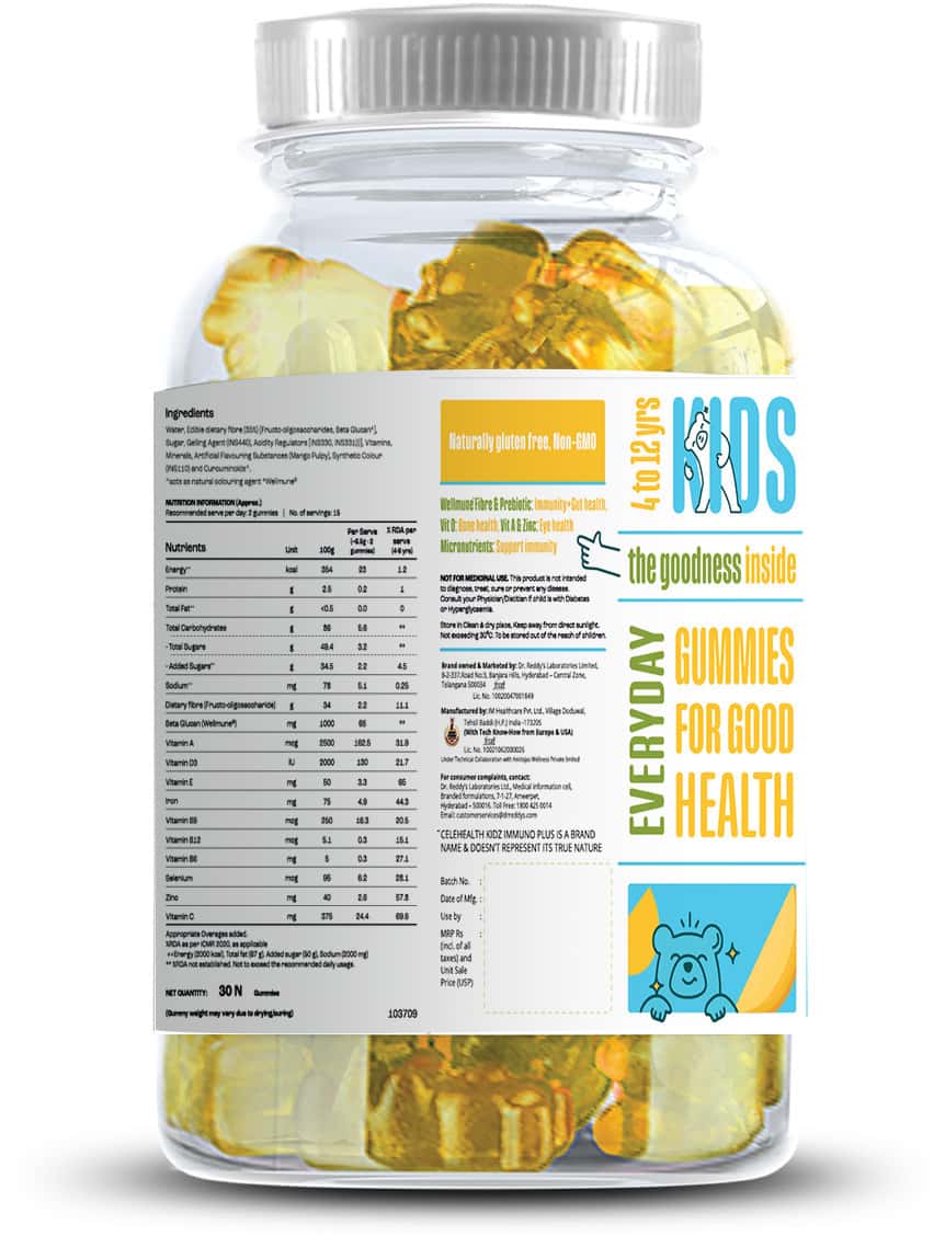 Buy CELEHEALTH KIDZ IMMUNO PLUS 30 GUMMIES|PULPY MANGO|WELLMUNE+VIT C ...