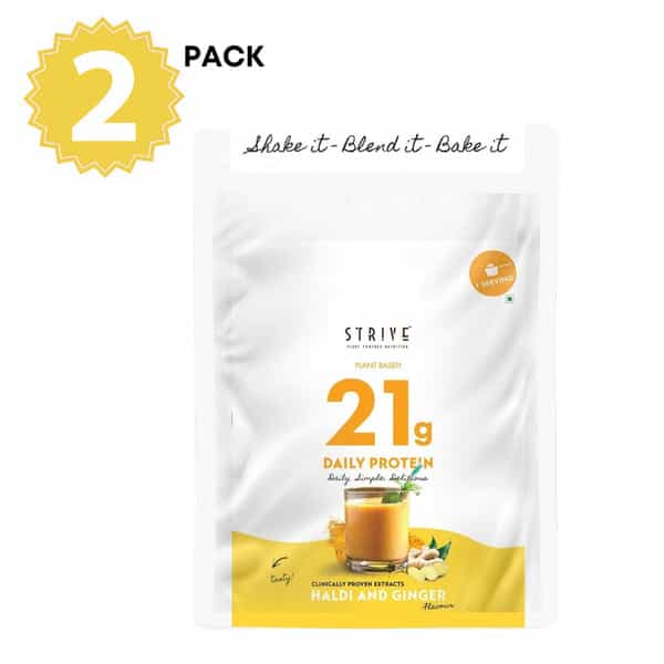 Buy STRIVE VEGAN COMPLETE PROTEIN POWDER|HALDI AND GINGER FLAVOR 21GM ...