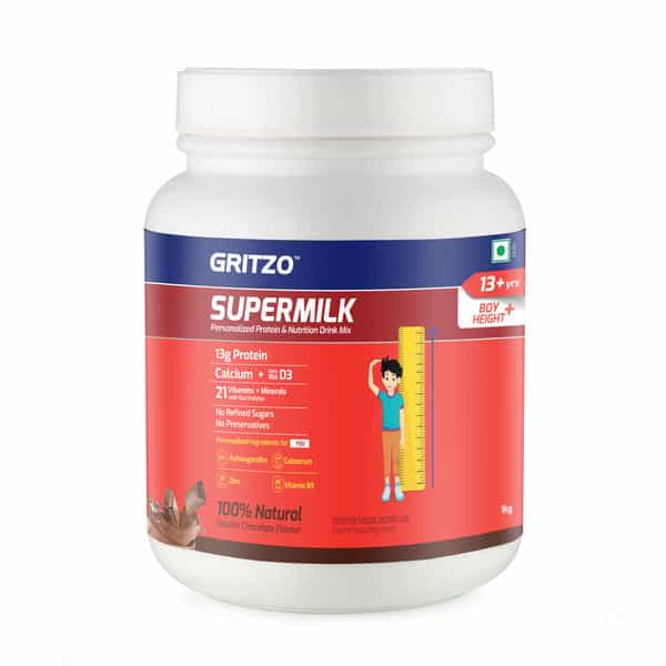 Buy GRITZO SUPERMILK HEIGHT+ (13+Y BOYS) | 13G PROTEIN WITH ZERO ...