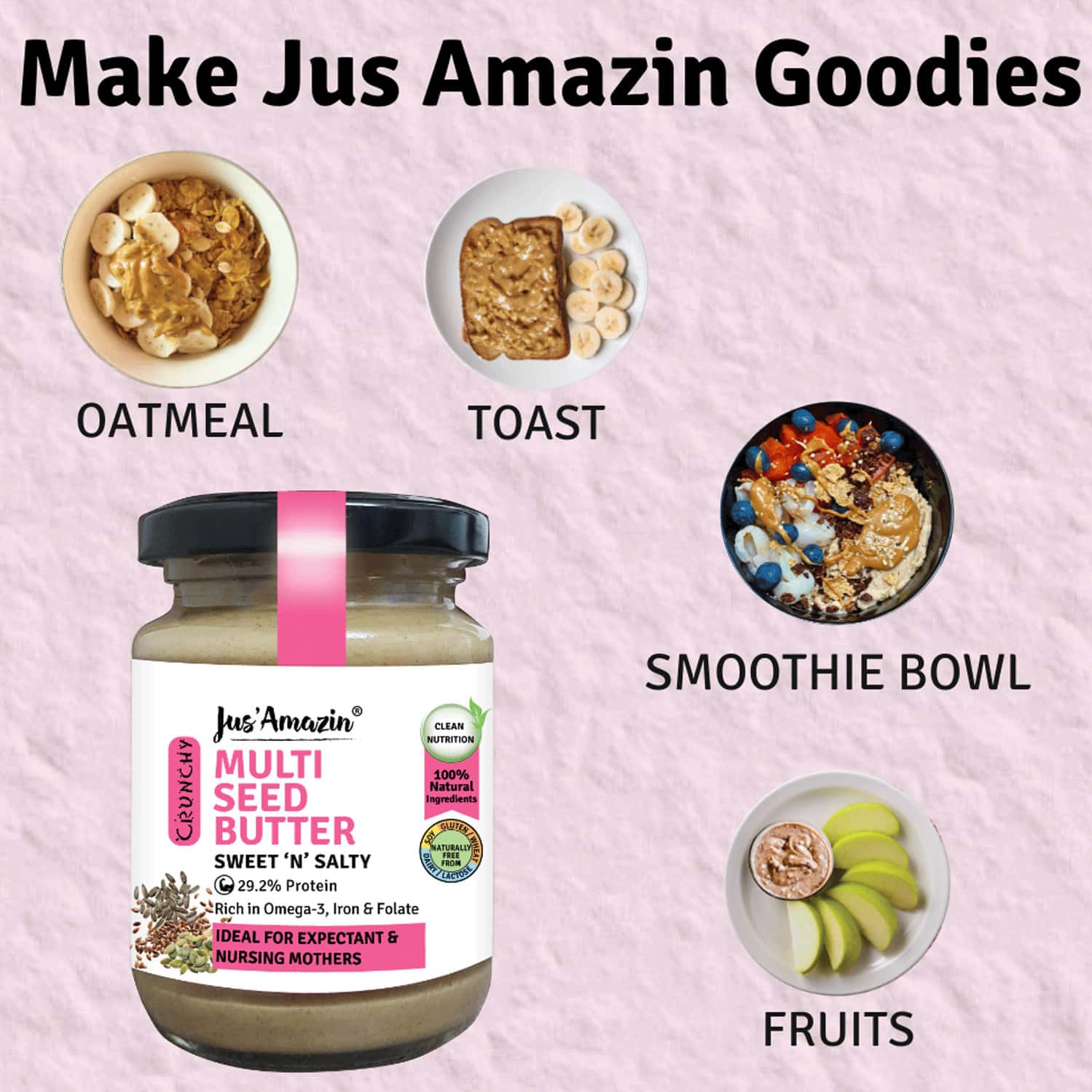 Buy JUS AMAZIN CRUNCHY SEED BUTTER MIXED SEEDS WITH FLAX & SUNFLOWER ...