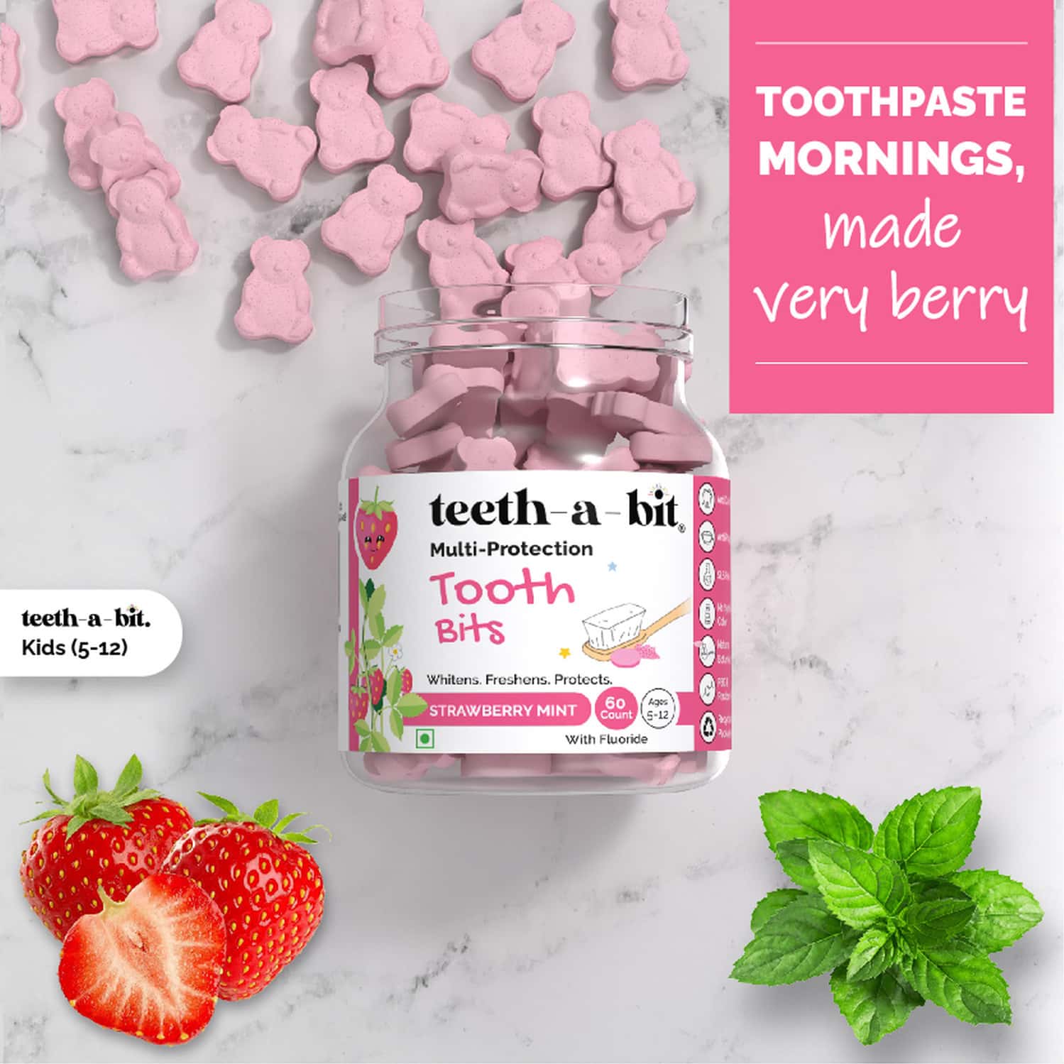 Buy TEETH-A-BIT KIDS MULTI-PROTECTION STRAWBERRY MINT TOOTH BITS, KIDS ...