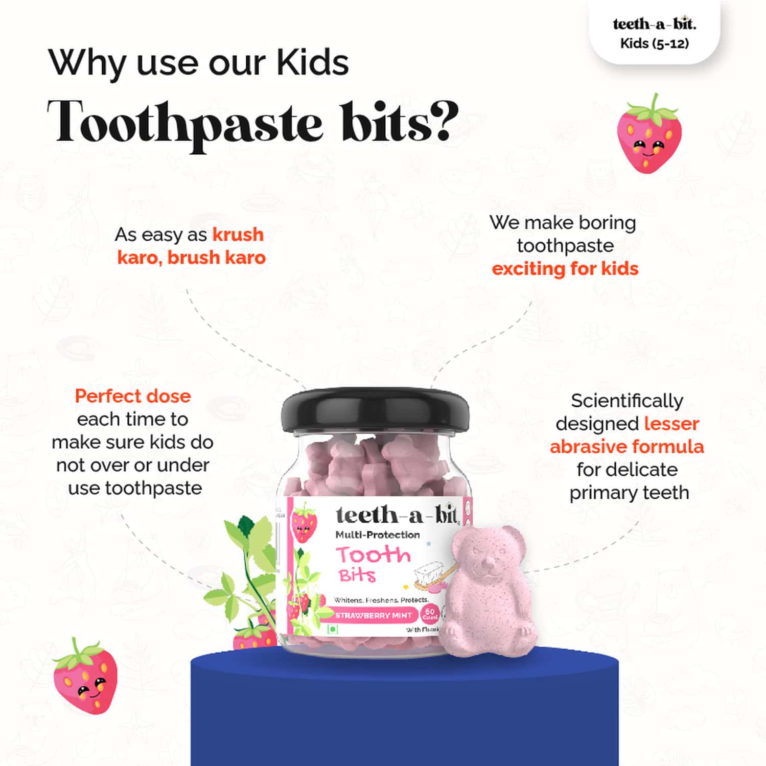 Buy TEETH-A-BIT KIDS MULTI-PROTECTION STRAWBERRY MINT TOOTH BITS, KIDS ...