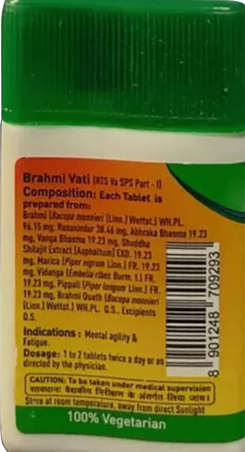 Buy ZANDU BRAHMI VATI BOTTLE OF 60 TABLETS Online & Get Upto 60% OFF at ...