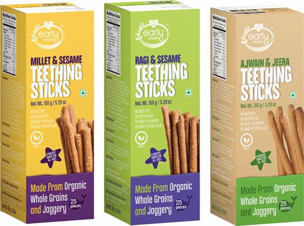Buy EARLY FOODS PACK OF 3 - ORGANIC MILLET TEETHING STICKS HEALTHY ...