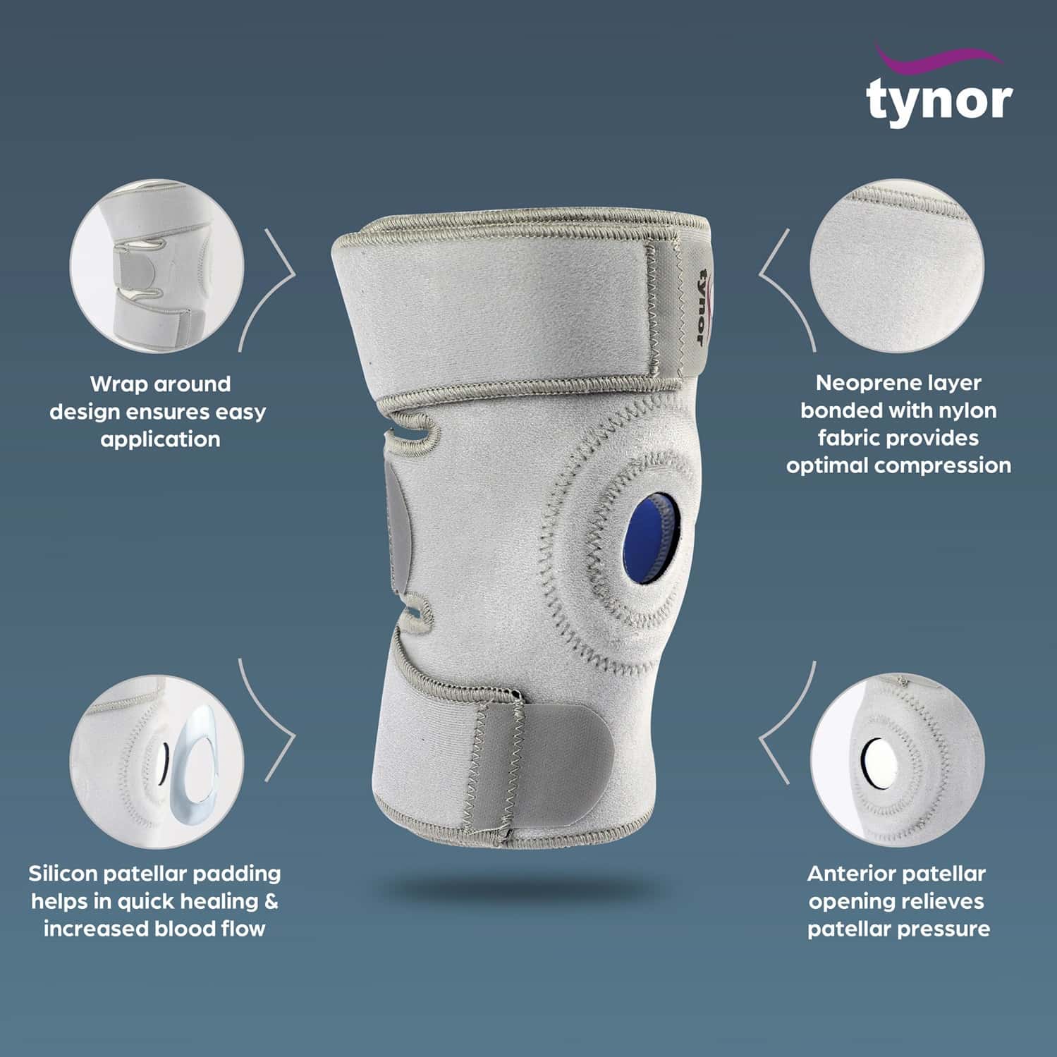 Buy TYNOR KNEE WRAP (NEOPRENE), GREY, UNIVERSAL SIZE, 1 UNIT Online ...
