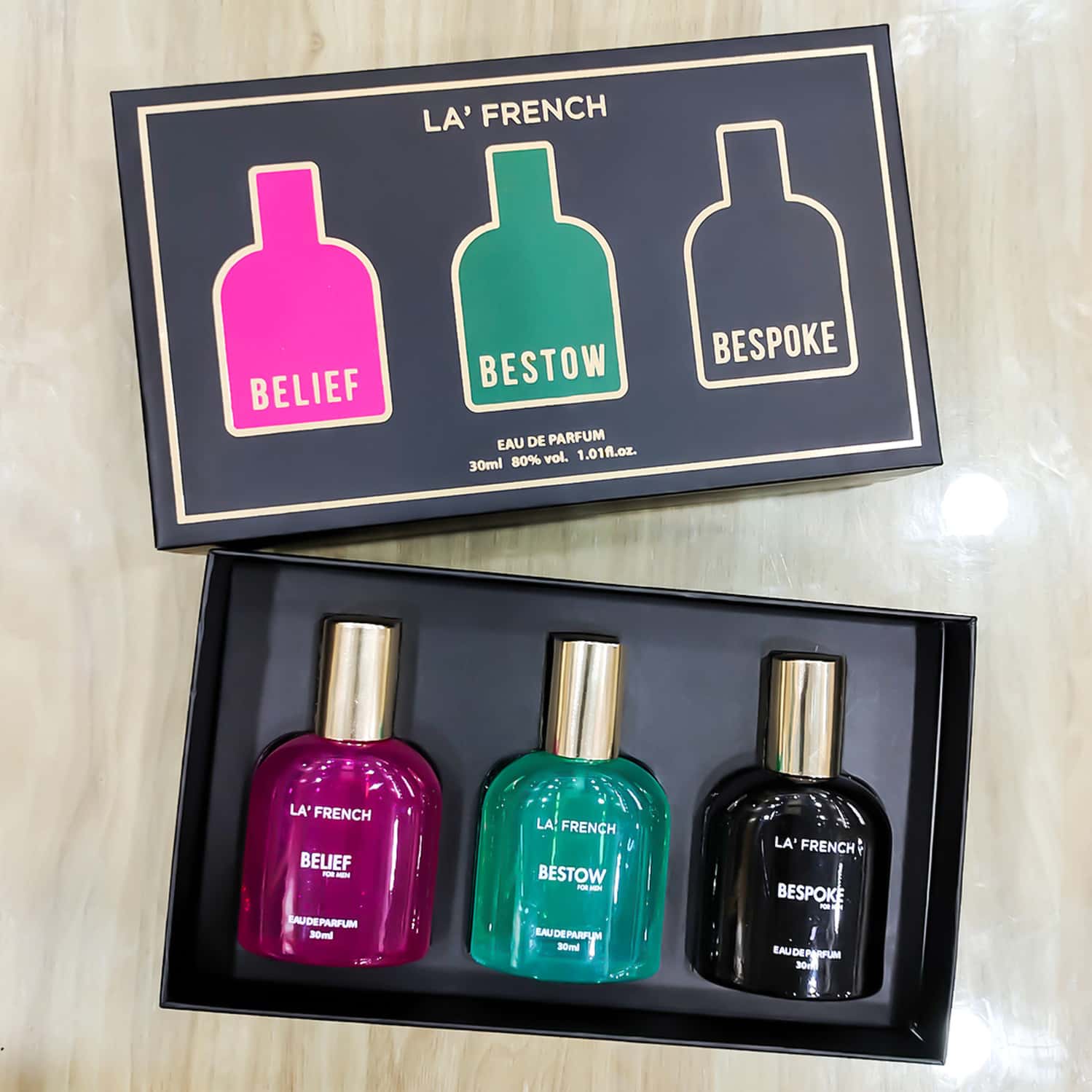 Buy LA FRENCH BELIEF, BESTOW, BESPOKE GIFT SET PERFUME FOR MEN 3 X 30ML ...