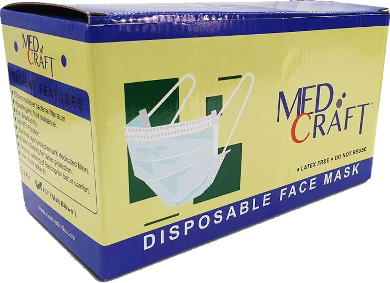 Buy MEDCRAFT 3 PLY MASK PACKET OF 50 Online & Get Upto 60% OFF at PharmEasy