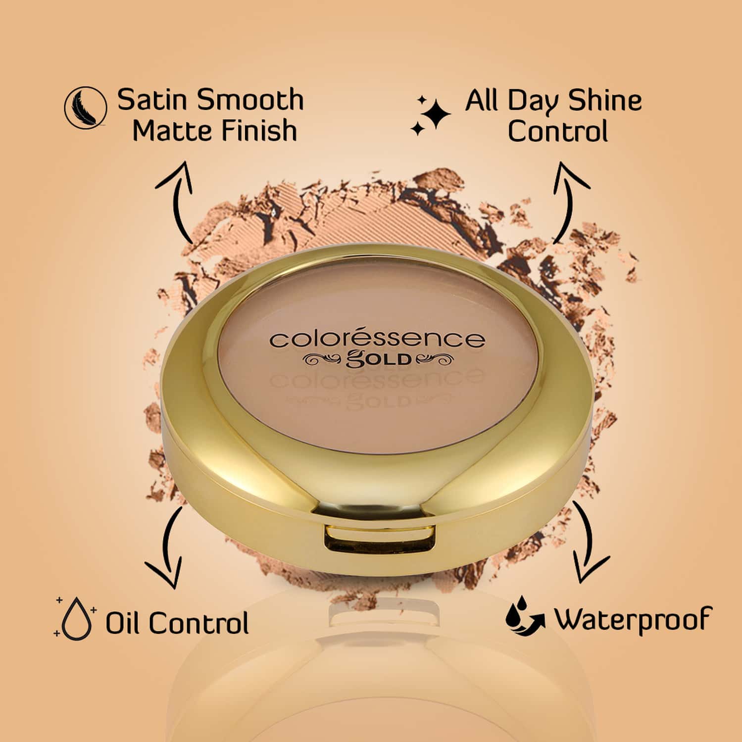 Buy COLORESSENCE GLITTERATI COMPACT POWDER GOLD RANGE OIL FREE MATTE ...