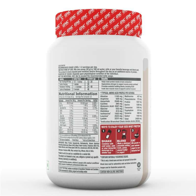 Buy GNC PRO PERFORMANCE 100% WHEY PROTEIN POWDER, 907 G | 24G PROTEIN ...
