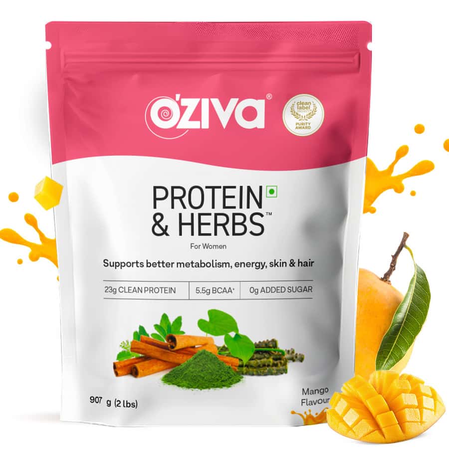 Buy OZIVA PROTEIN & HERB FOR WOMEN MANGO 500G | FOR WEIGHT CONTROL ...