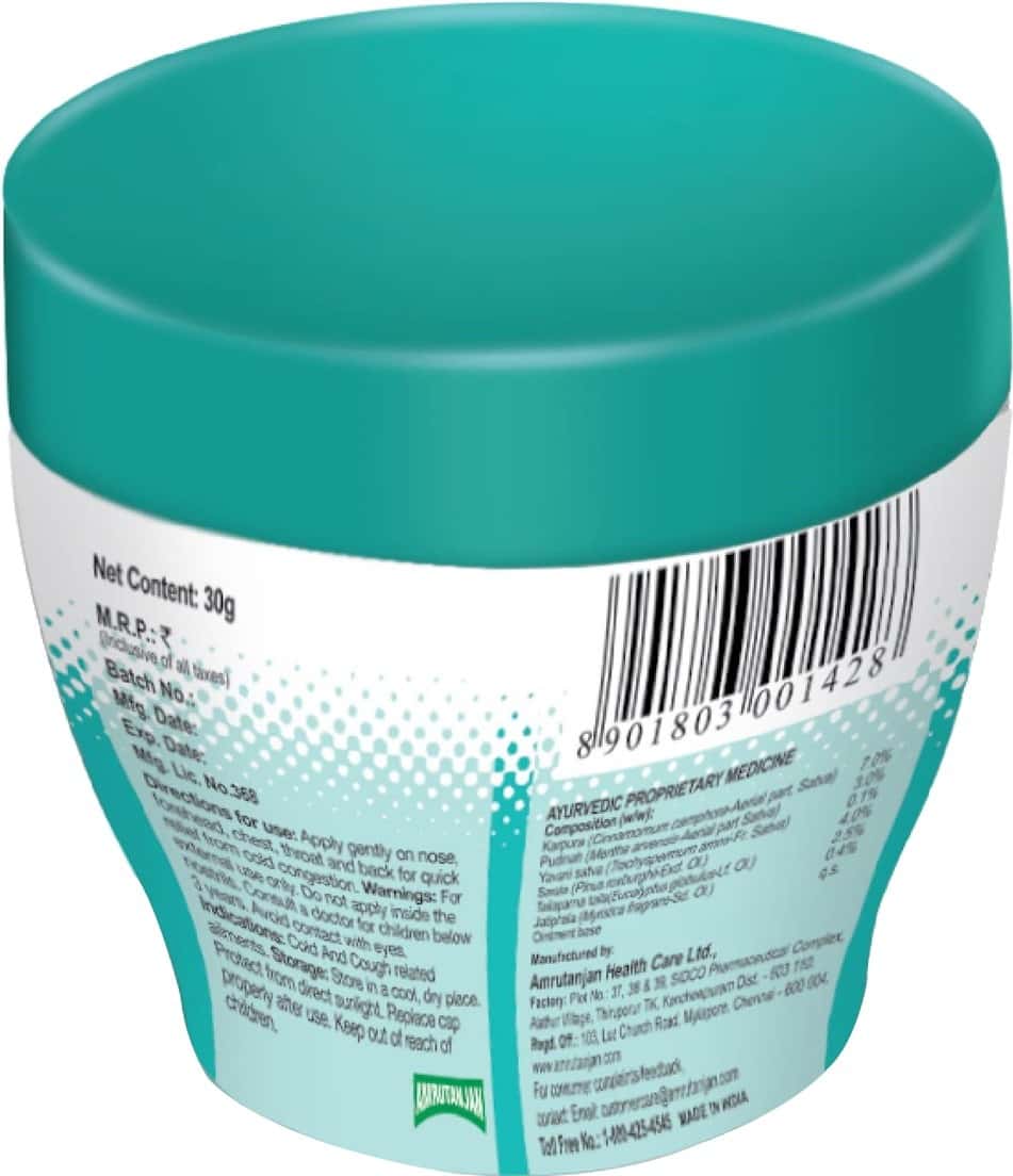 Buy AMRUTANJAN RELIEF COUGH & COLD RUB BOTTLE OF 30 G Online & Get Upto ...