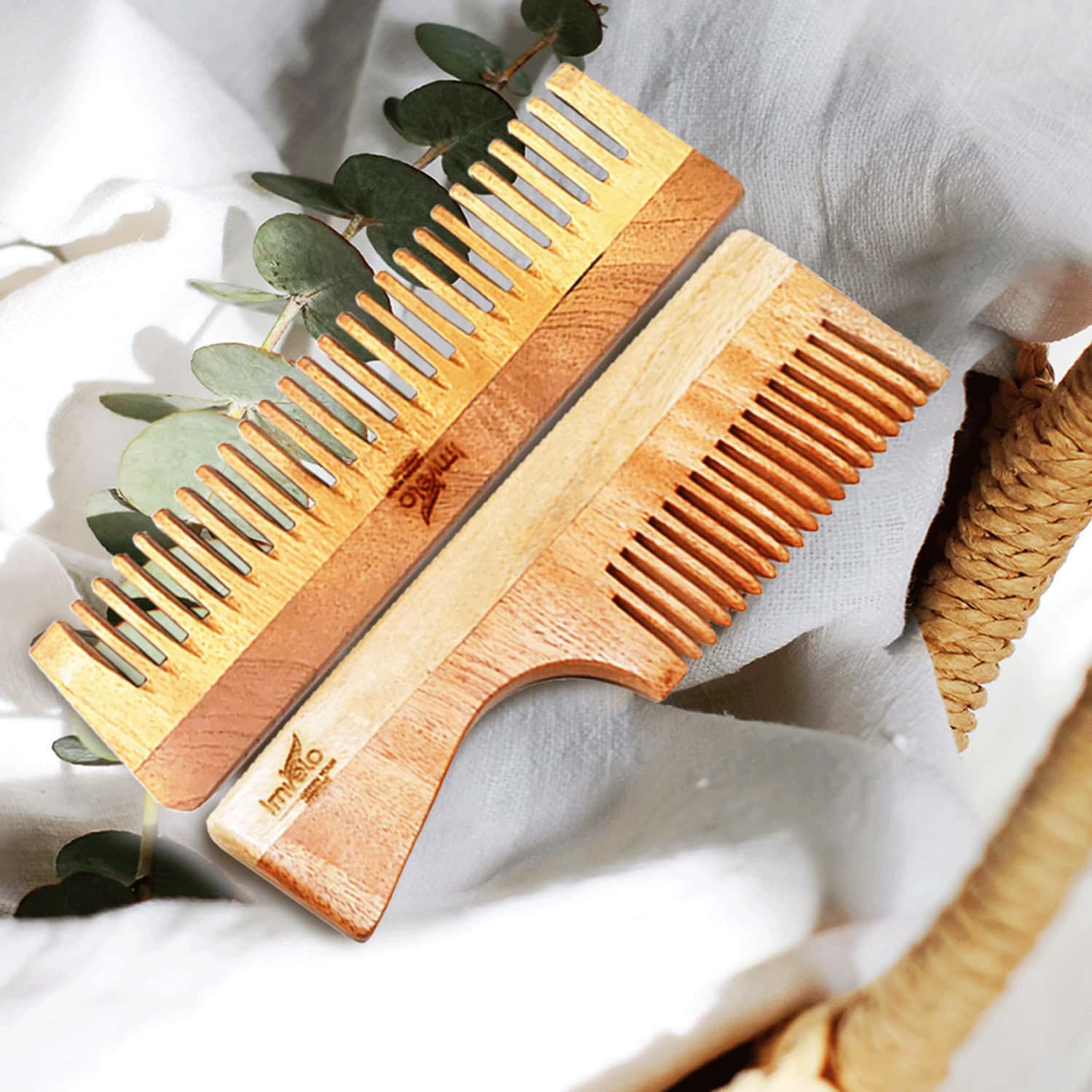 Buy IMVELO NEEM WOODEN COMBS | 1 FINE + 1 WIDE TOOTH (PACK OF 2 COMBS ...