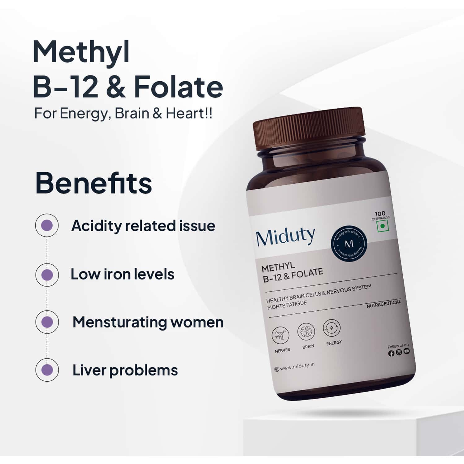 Buy MIDUTY PALAK NOTES VITAMIN B12 SUPPLEMENT METHYLCOBALAMIN - FOLATE ...