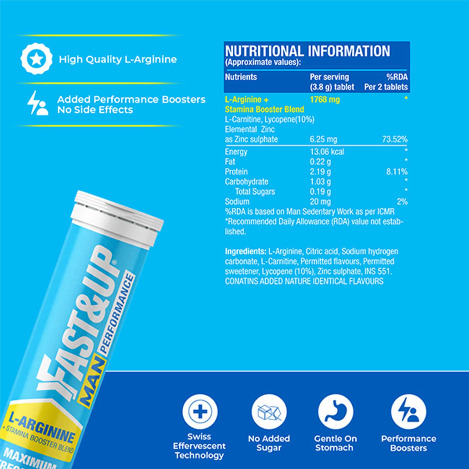 Buy FAST&UP MAN PERFORMANCE - 1500MG - 60 EFFERVESCENT TABLETS | ORANGE ...