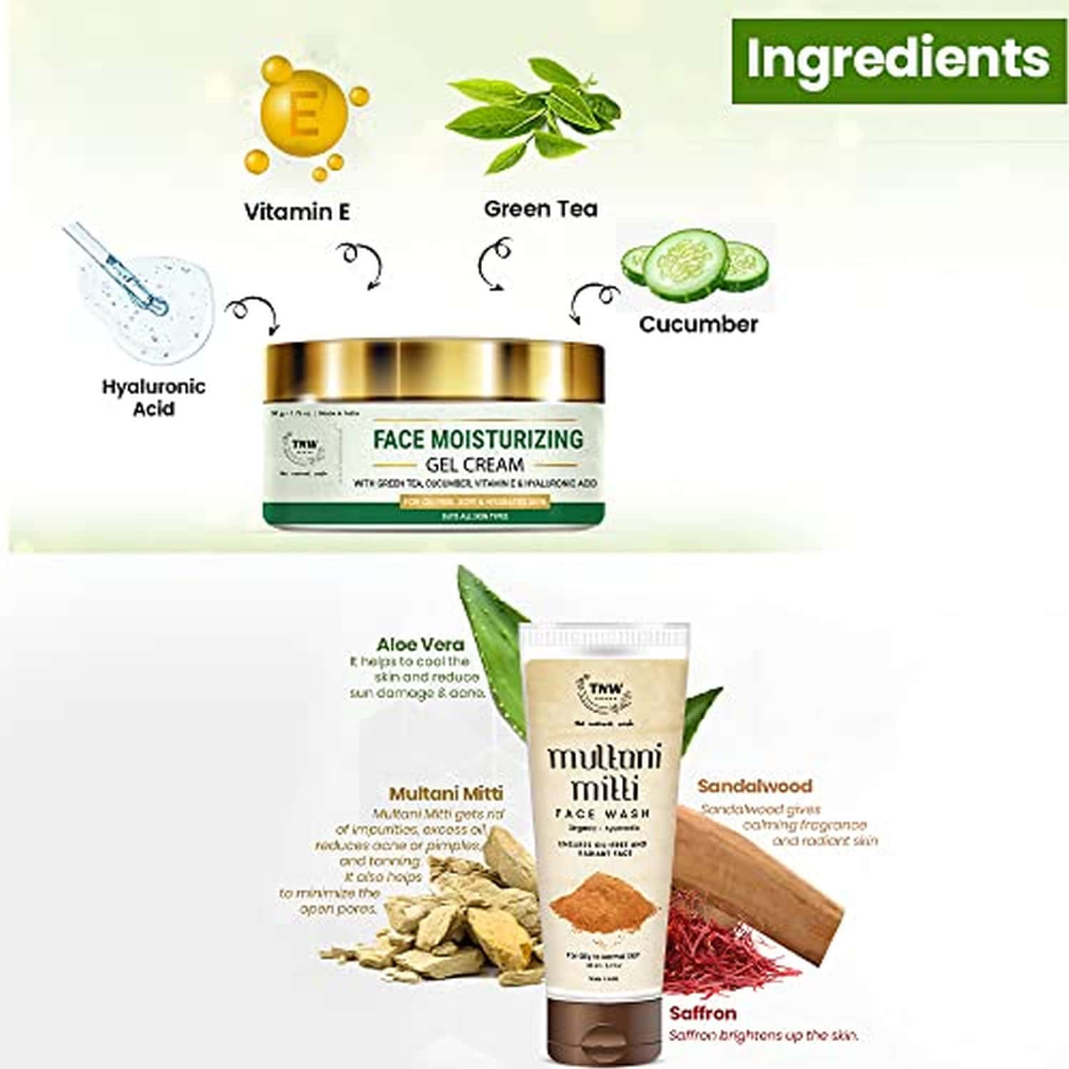 Buy TNW-THE NATURAL WASH FACE MOISTURIZING GEL CREAM & MULTANI MITTI ...