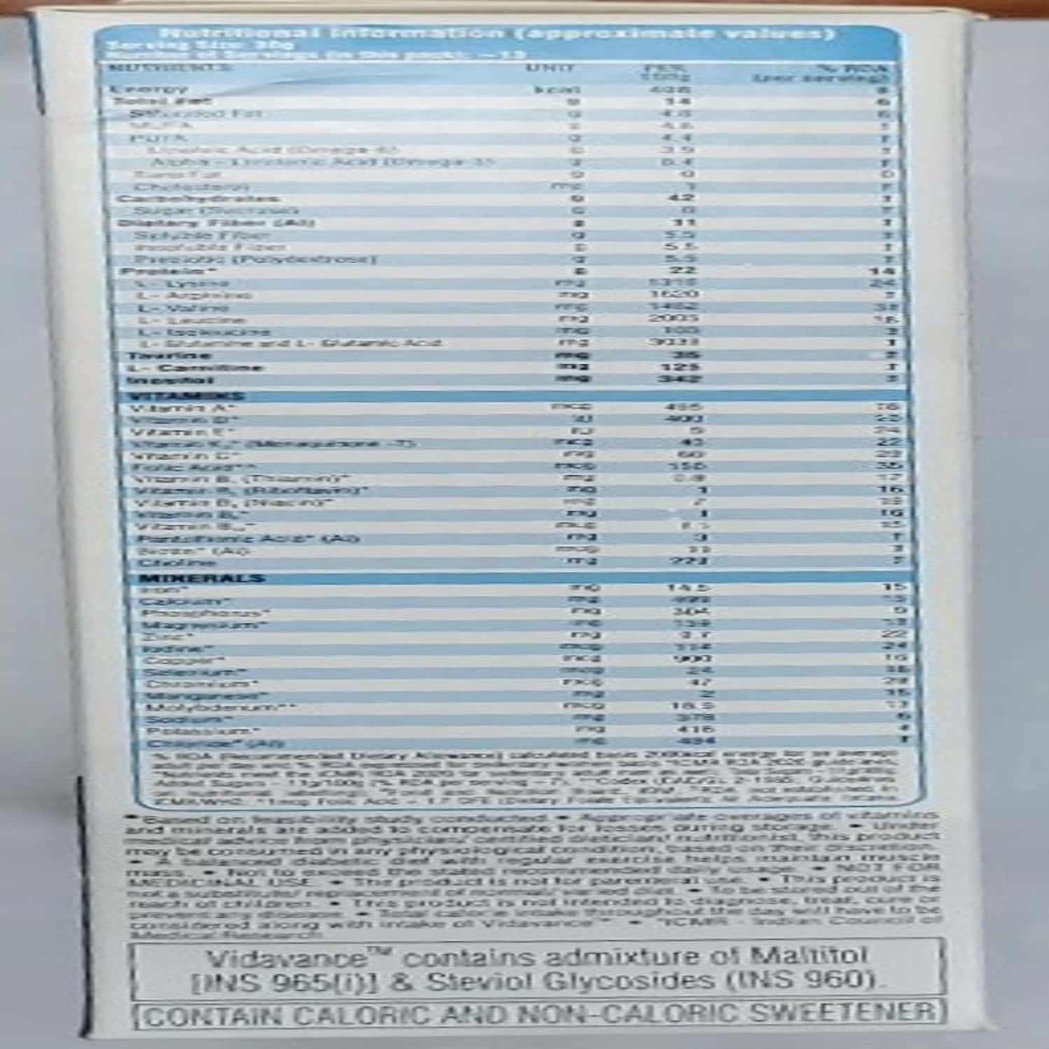 Buy VIDAVANCE NUTRITION FOR DIABETES CHOCOLATE FLAVOUR POWDER - 400G ...