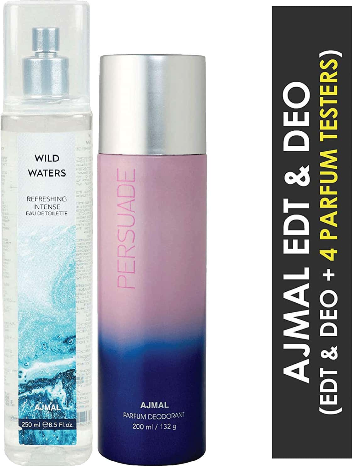 Buy AJMAL WILD WATERS EDT OF 250ML & PERSUADE DEODORANT 200ML PACK OF 2 ...