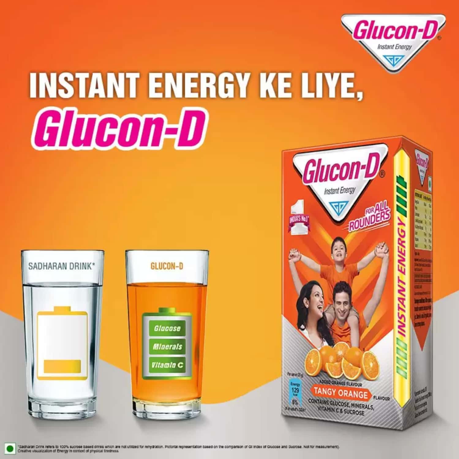 Buy GLUCON-D TANGY ORANGE FLAVOUR GLUCOSE POWDER WITH FREE SIPPER ...
