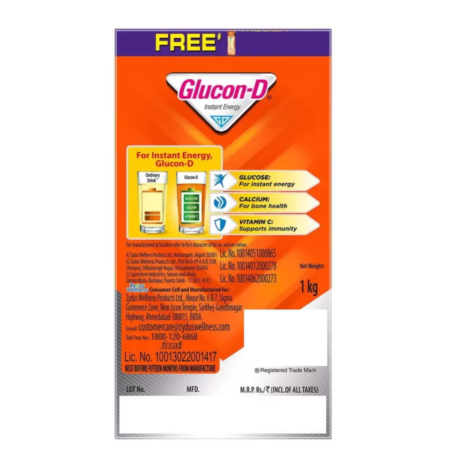 Buy GLUCON-D TANGY ORANGE FLAVOUR GLUCOSE POWDER WITH FREE SIPPER ...