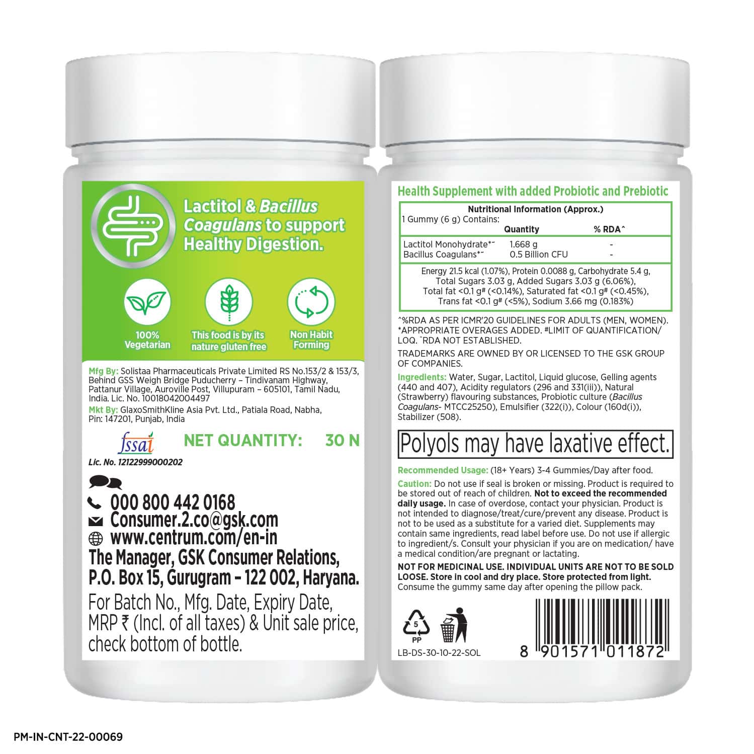 Buy CENTRUM DIGESTIVE BALANCE GUMMIES, 30S 100% VEG MULTIVITAMIN Online ...