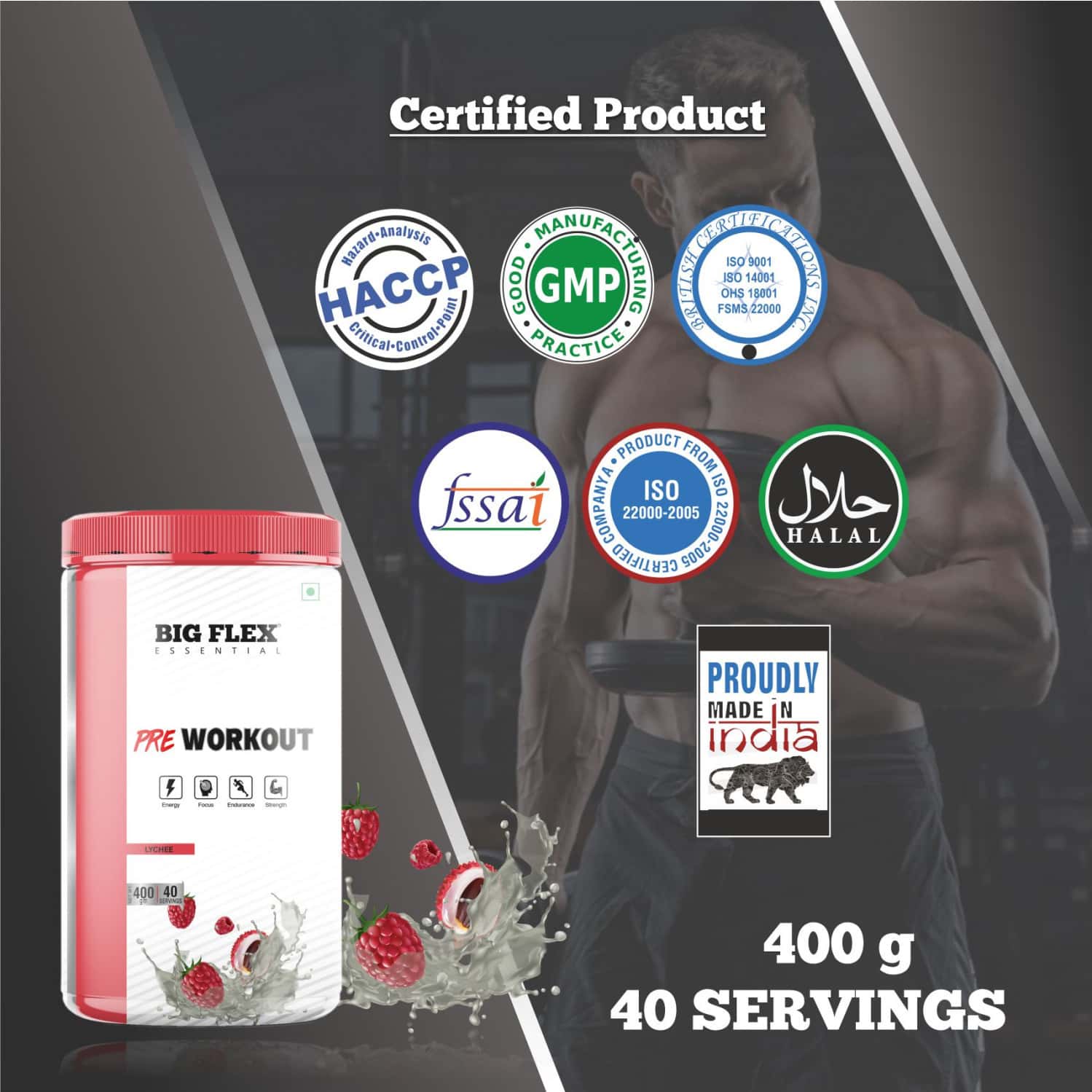 Buy BIGFLEX ESSENTIAL PRE - WORKOUT (LYCHEE) (400GM) - JAR Online & Get ...