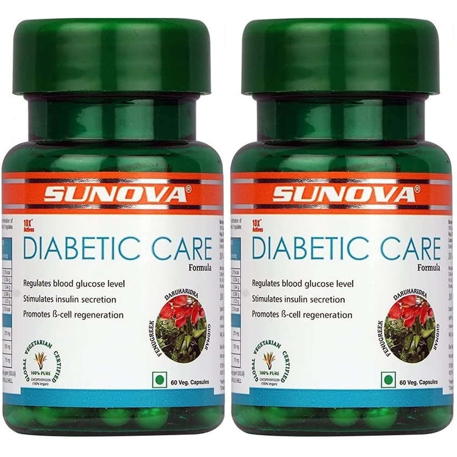 Buy SUNOVA DIABETIC CARE CAPSULES | FENUGREEK GUDMAR AND DARUHARIDRA EXTRACT - 60 VEG CAPSULES ...