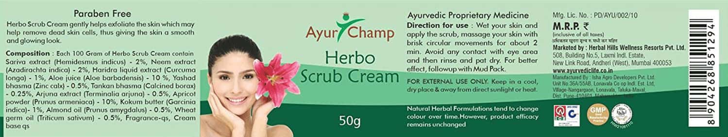 Buy AYUR CHAMP HERBO SCRUB CREAM - 50G PACK OF 4 Online & Get Upto 60% ...
