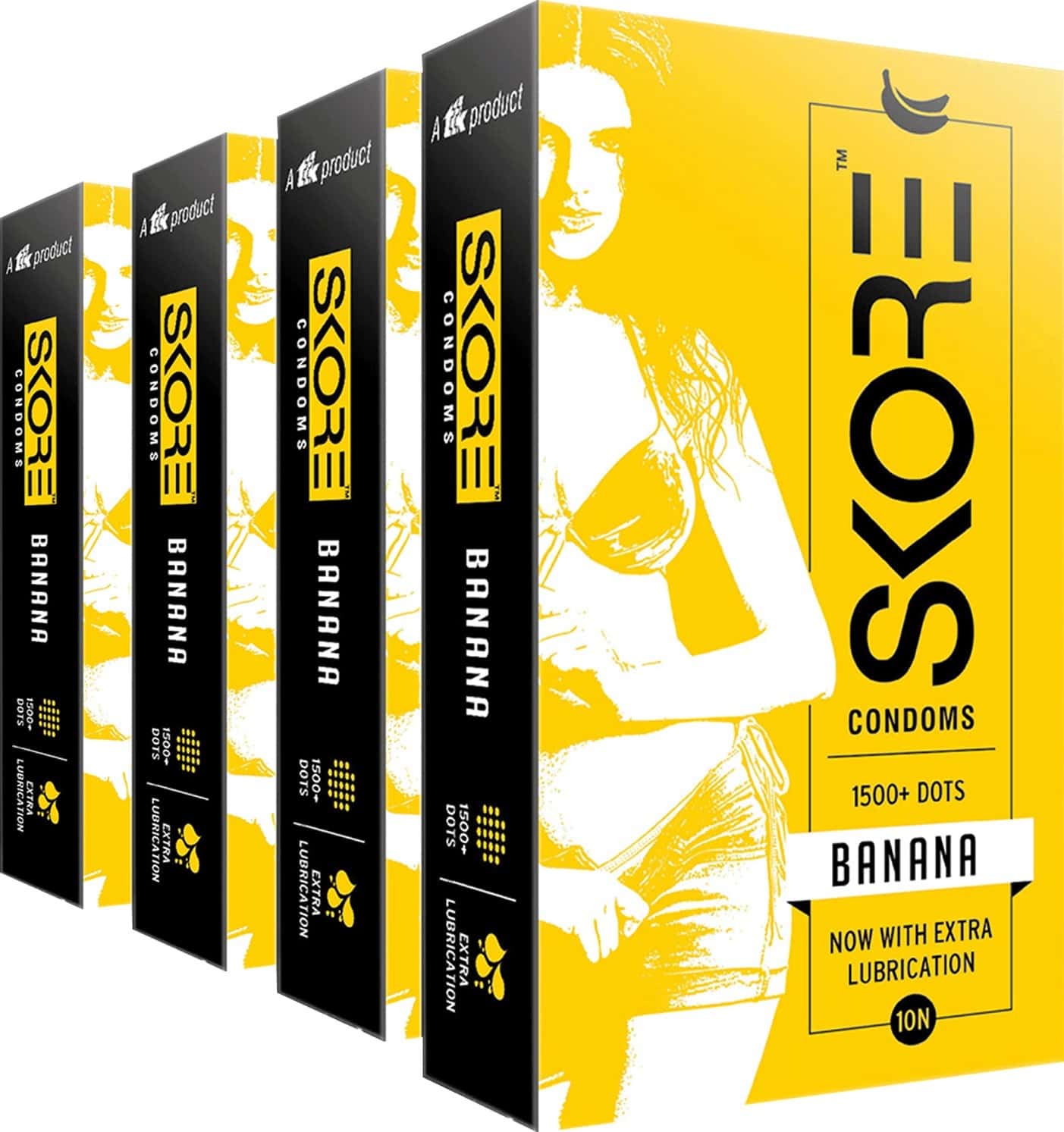 Buy SKORE DOTTED FLAVOUR CONDOMS (BANANA) 10N (PACK OF 4) Online & Get ...