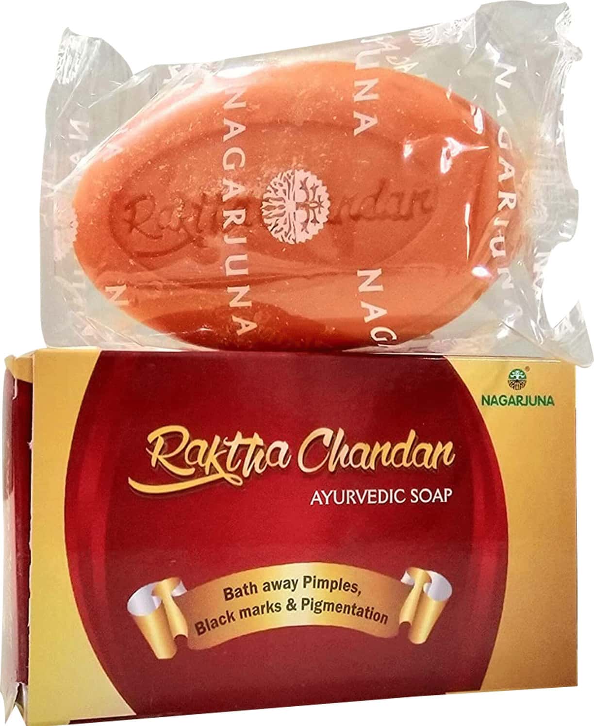 Buy NAGARJUNA RAKTHA CHANDAN AYURVEDIC SOAP, SANDALWOOD, 75 G, PACK OF ...