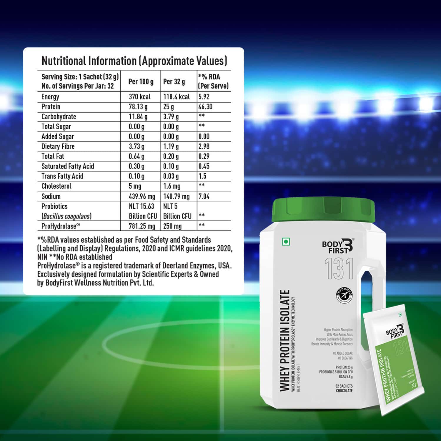 Buy BODYFIRST WHEY PROTEIN ISOLATE, 32 SACHETS, CHOCOLATE Online & Get ...