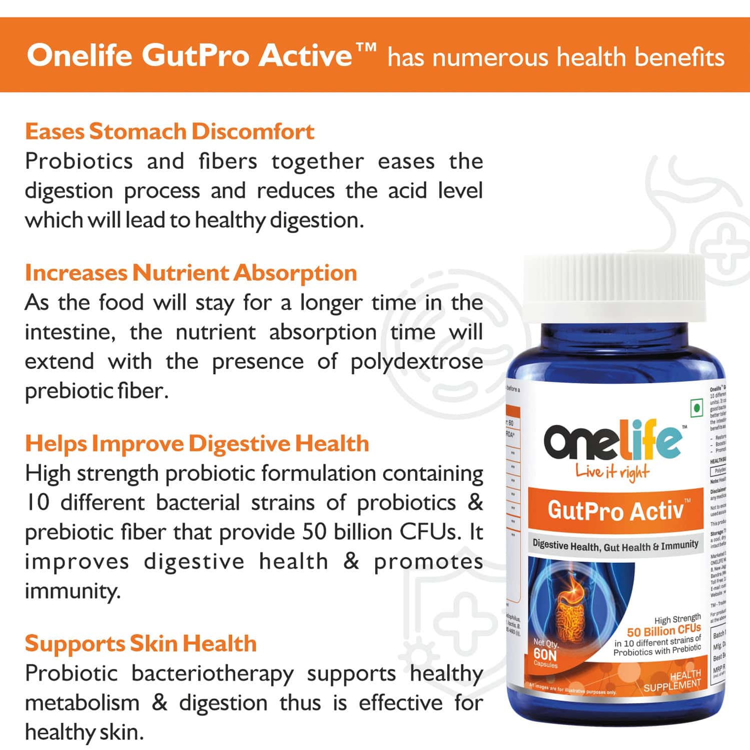 Buy ONELIFE GUTPRO ACTIVE -60 CAPSULES Online & Get Upto 60% OFF at ...