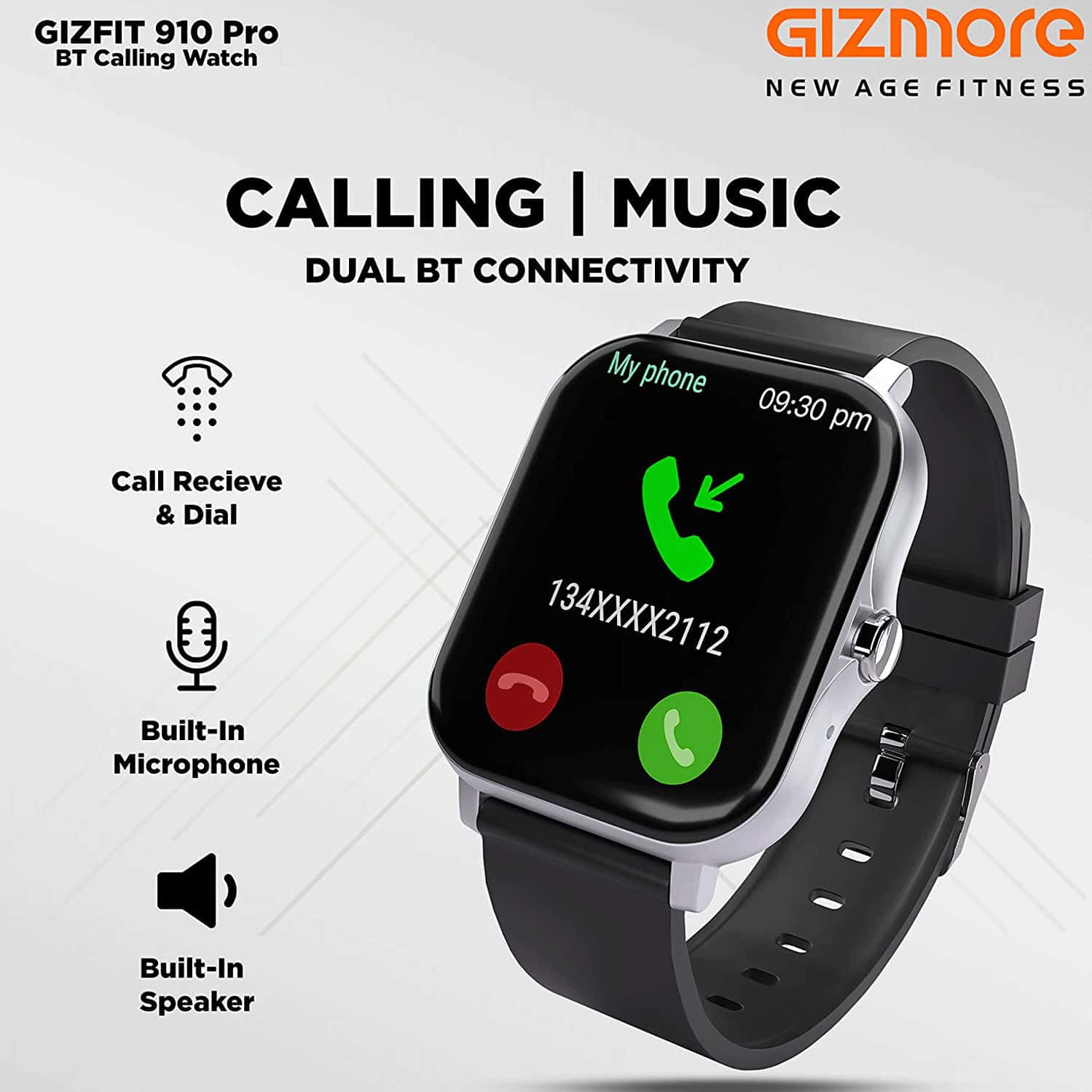 Buy GIZMORE GIZFIT 910 PRO BLUETOOTH CALLING SMARTWATCH WITH AI VA ...