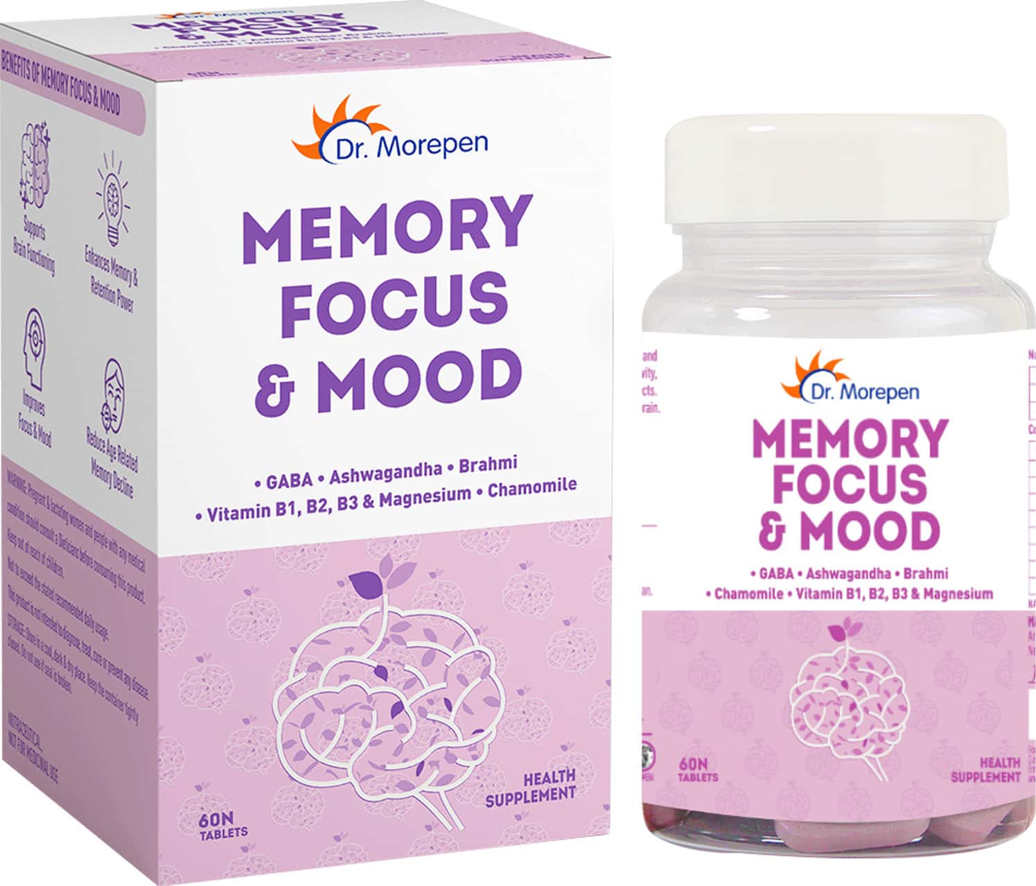 Buy DR. MOREPEN MEMORY, FOCUS & MOOD TABLETS FOR BRAIN HEALTH - 60 VEG ...