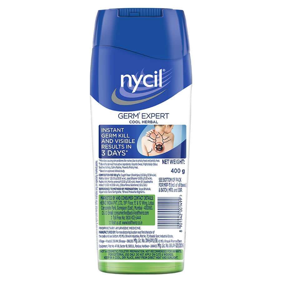 Buy Nycil Cool Herbal With Neem & Pudina Prickly Heat Powder Bottle Of ...