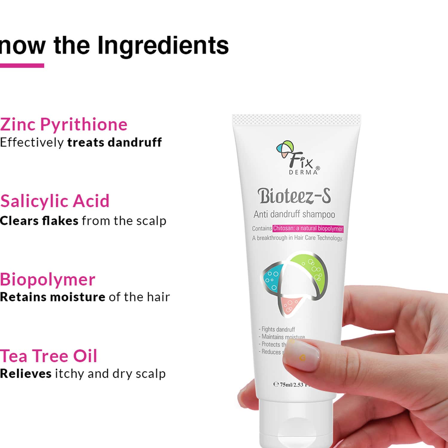 Buy FIXDERMA BIOTEEZ-S ANTI DANDRUFF SHAMPOO FOR FLAKY DRY SCALP - 75ML ...