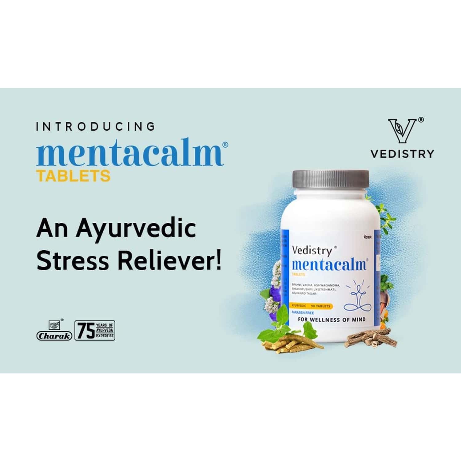 Buy VEDISTRY MENTACALM TABLETS | AYURVEDIC SUPPORT FOR STRESS, ANXIETY ...