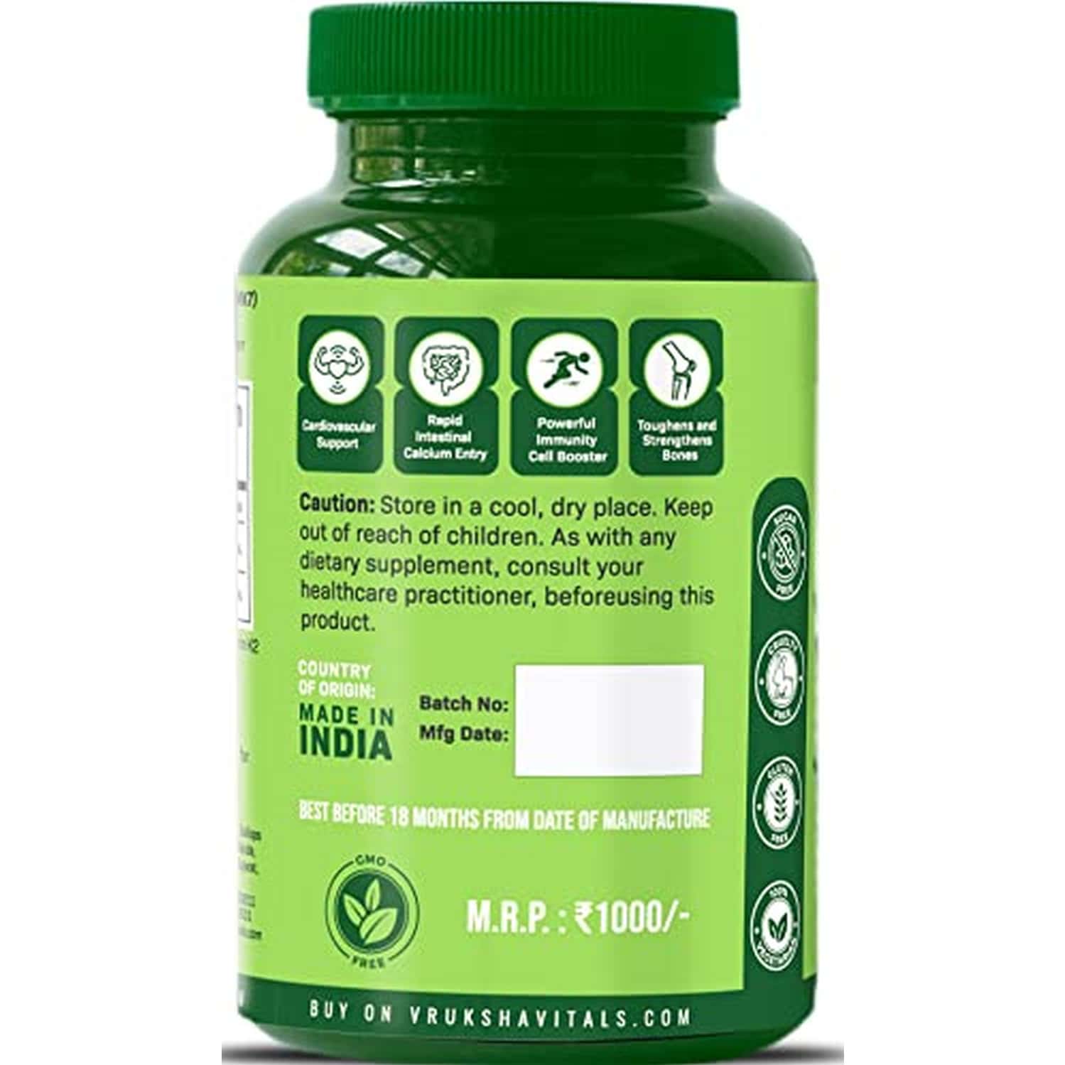 Buy VRUKSHA VITALS VIT D3 & K2 100% RDA 200 TABLETS- PLANT BASED ...