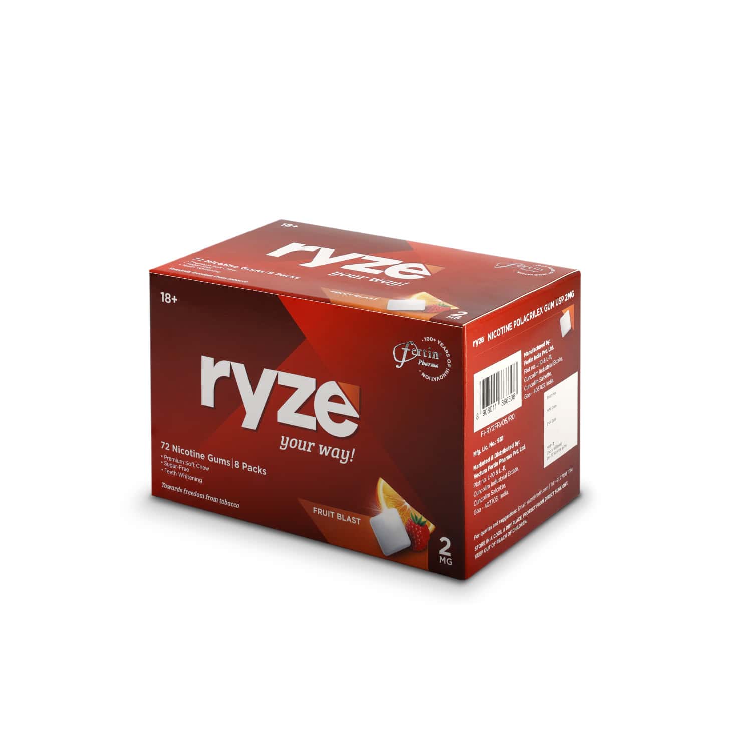 Buy RYZE NICOTINE GUM 2MG | SOFT CHEW | EASY ON THROAT I FRUIT BLAST (9 ...