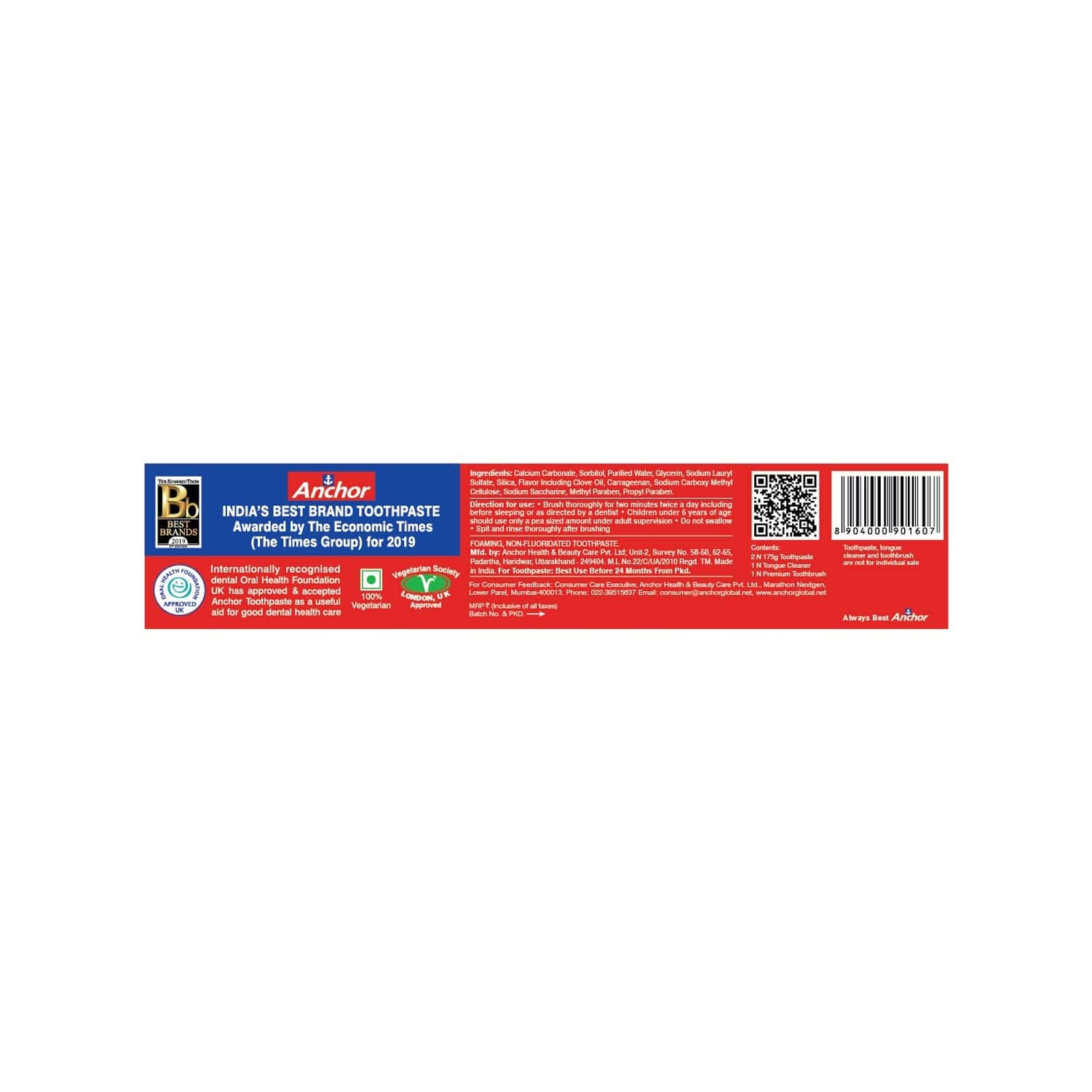 Buy ANCHOR CLOVE TOOTHPASTE POWER SAVER PACK - 175GM X 2 Online & Get ...