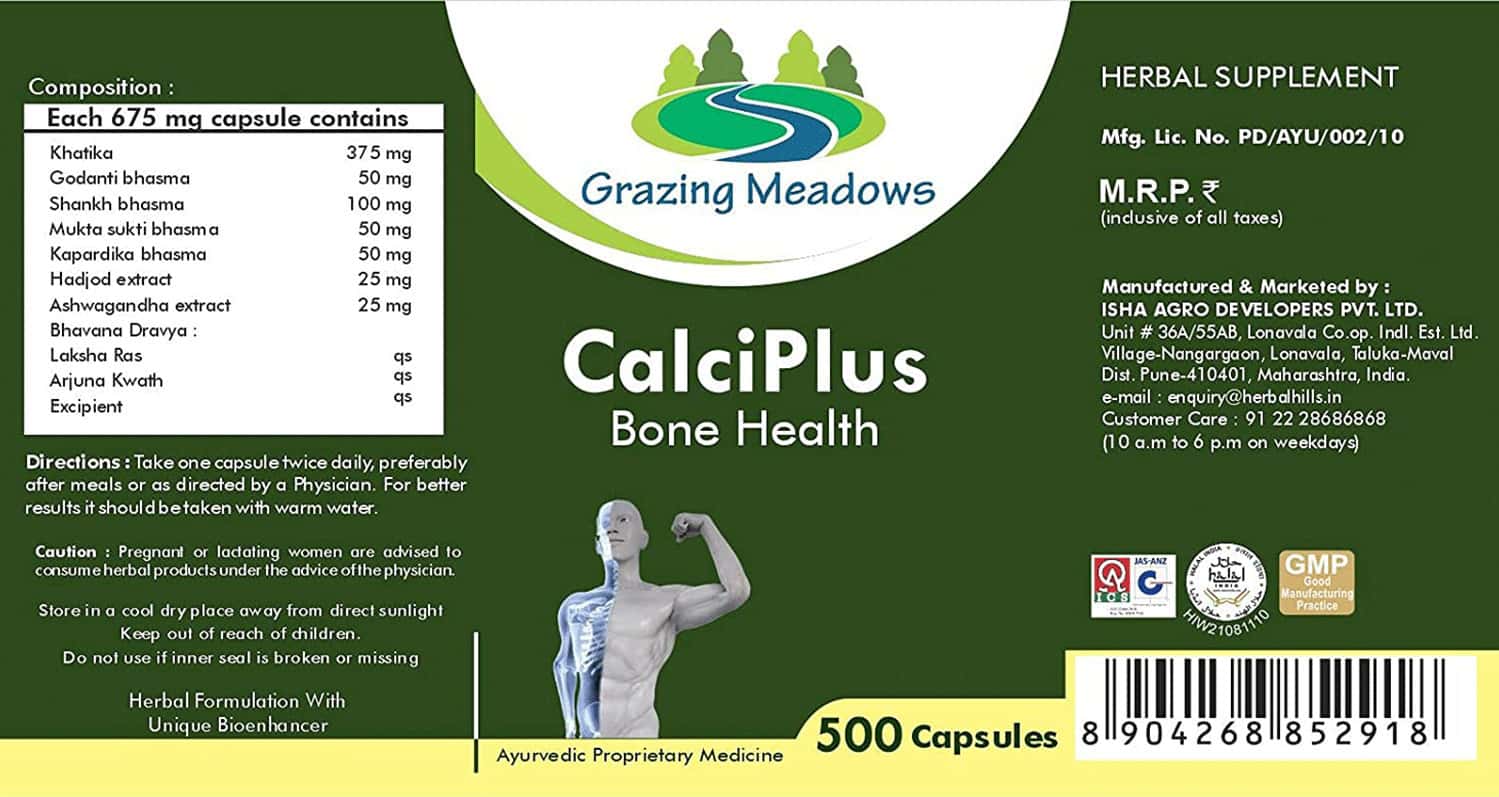 Buy GRAZING MEADOWS CALCI PLUS 500 CAPSULES (675 MG) - NATURAL CALCIUM ...