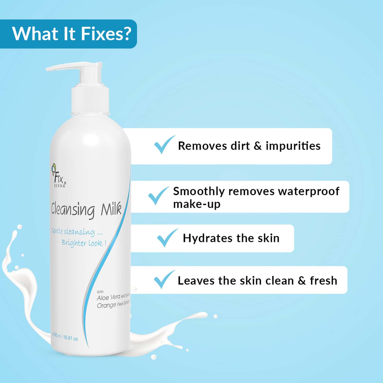 Buy FIXDERMA CLEANSING MILK FOR ALL SKIN TYPES - 500ML Online & Get ...