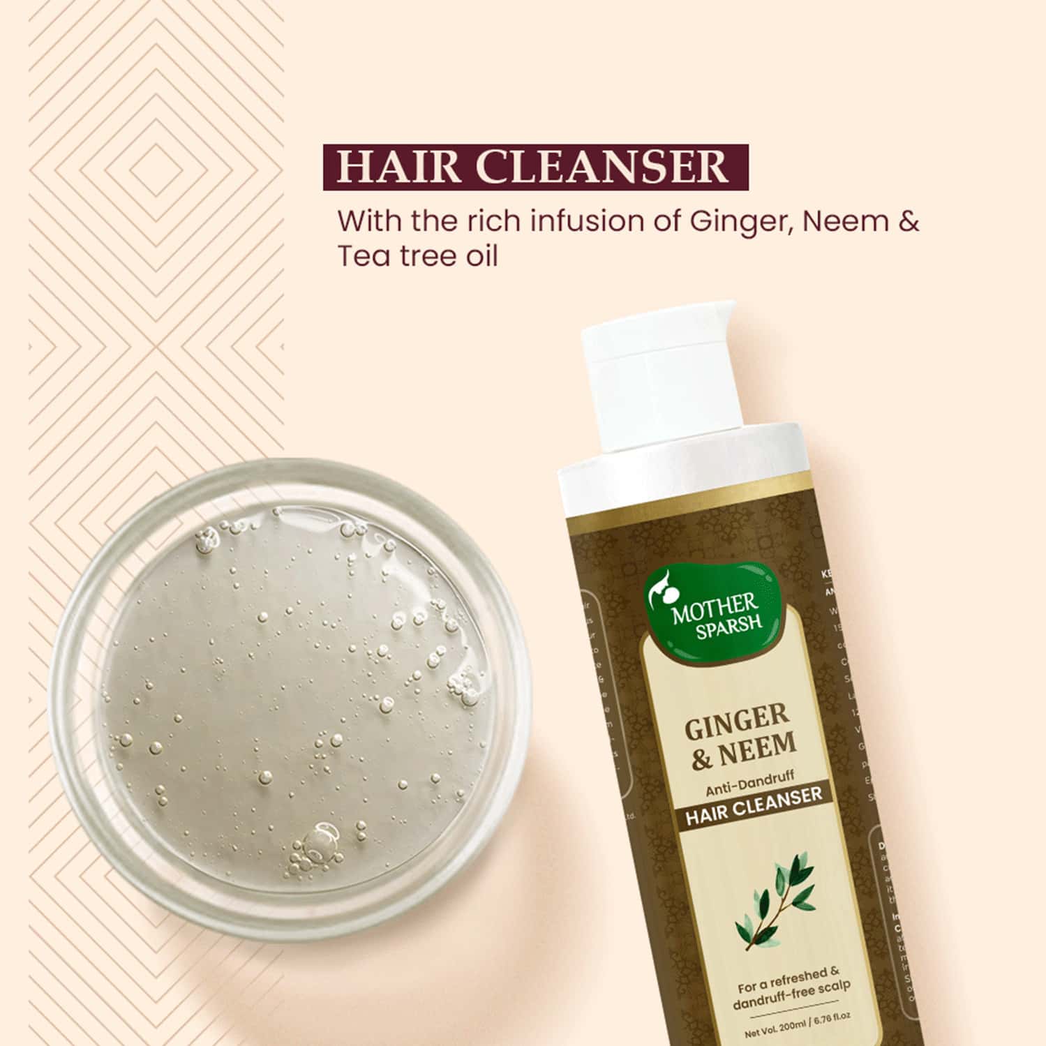 Buy MOTHER SPARSH GINGER & NEEM ANTI-DANDRUFF HAIR CLEANSER- 200 ML ...